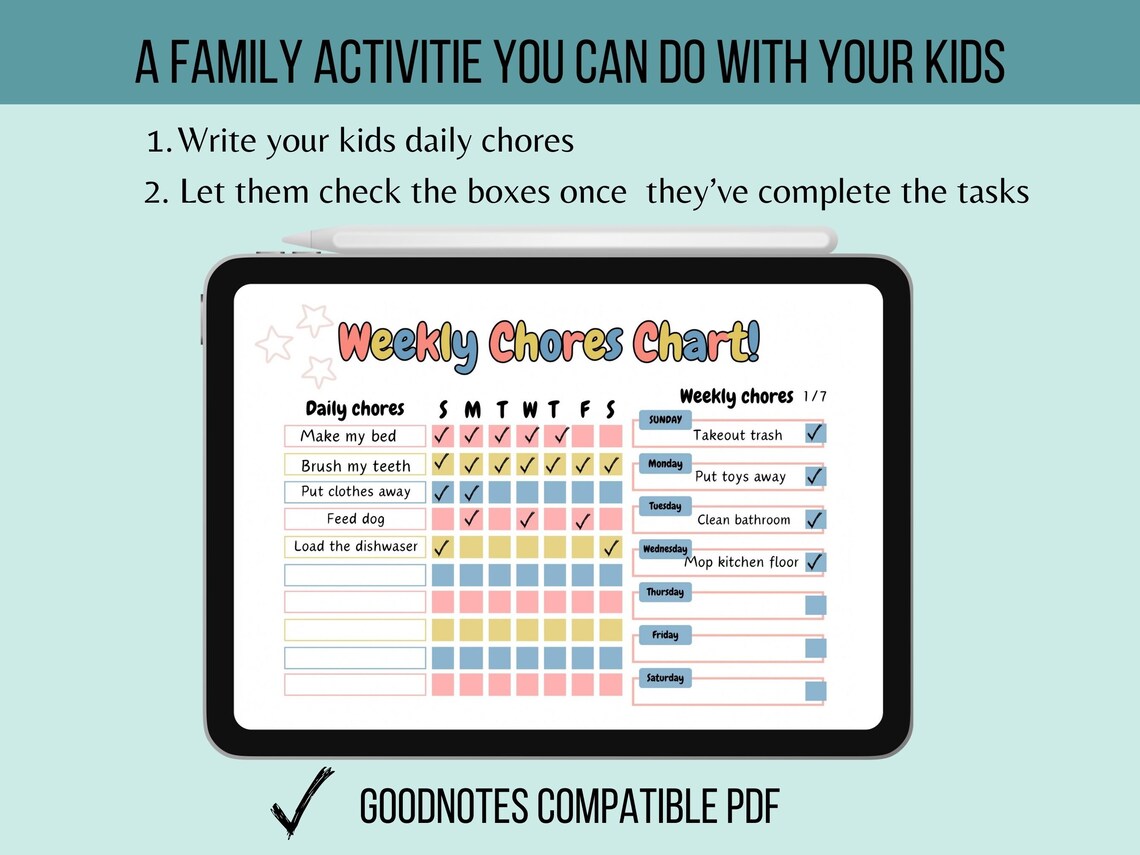 Chores Chart Kids Printable, Kids Chore Chart, Household Chores ...