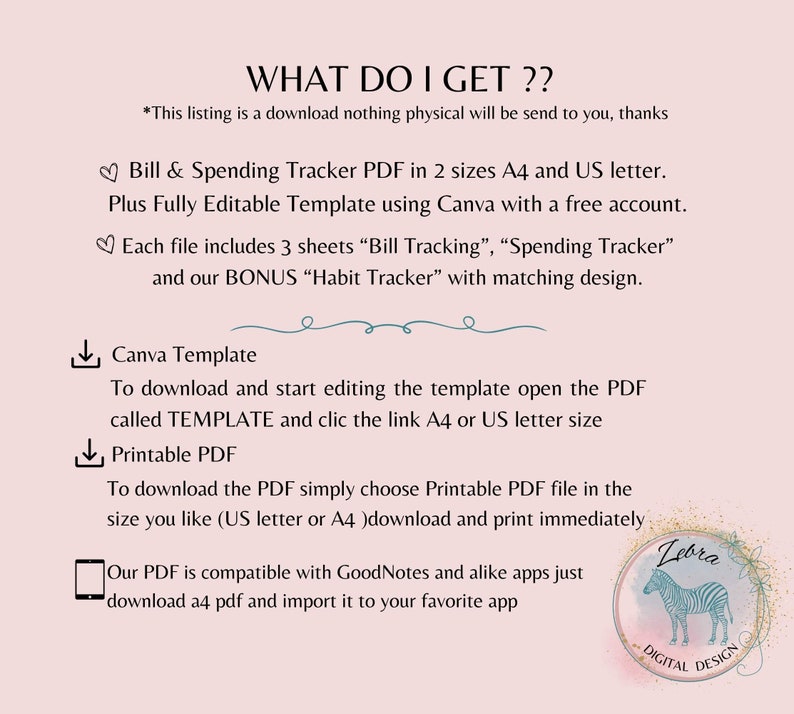 Spending Tracker Printable, Bill Tracker Printable Monthly, Expenses ...