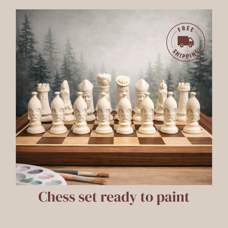 Ceramic Bisque 32 Piece Duncan Chess Set - Ready to Paint - UNPAINTED ...
