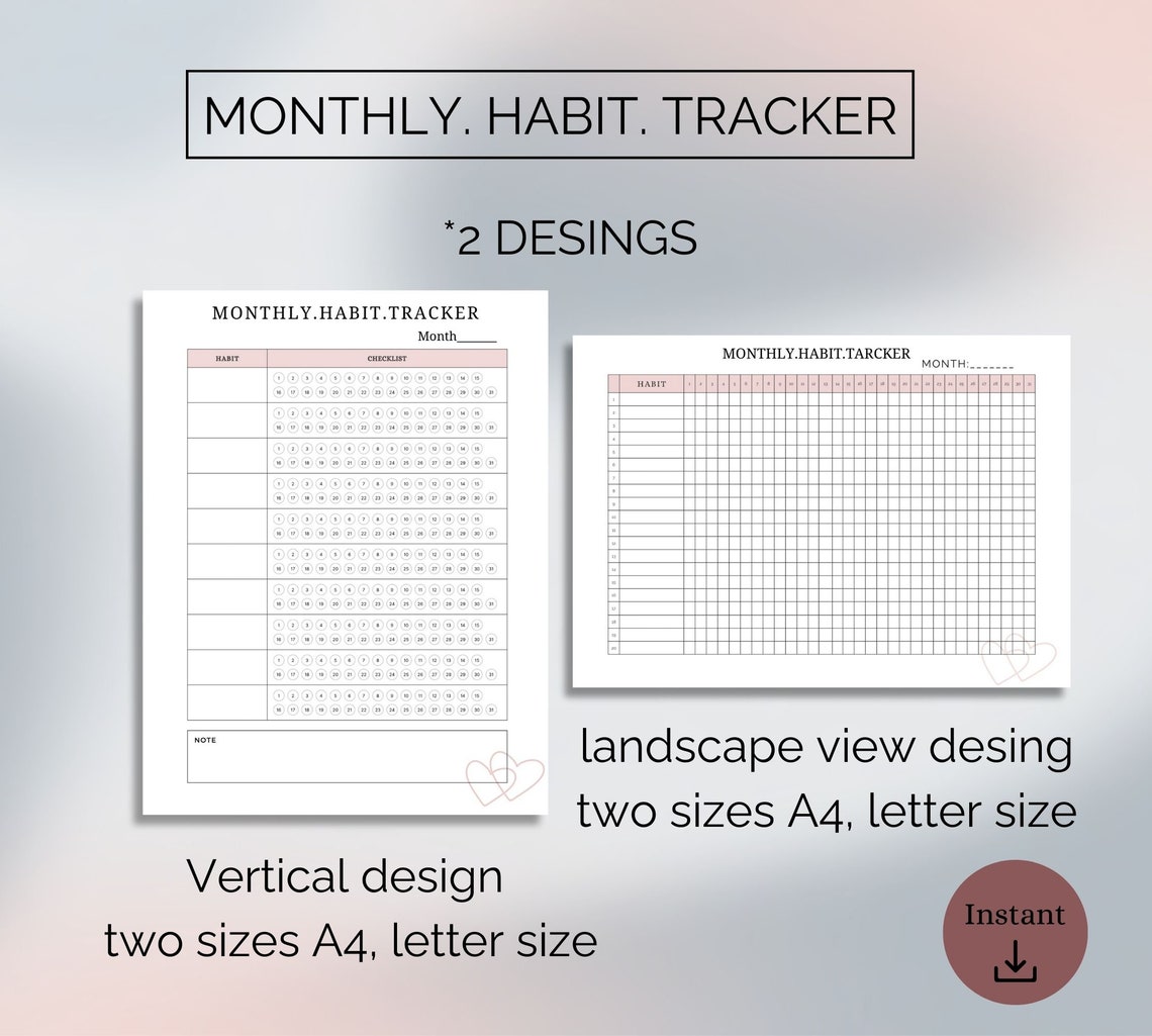 Habit Tracker Printable, Habit Tracker Monthly, iPad Tablet Habit ...