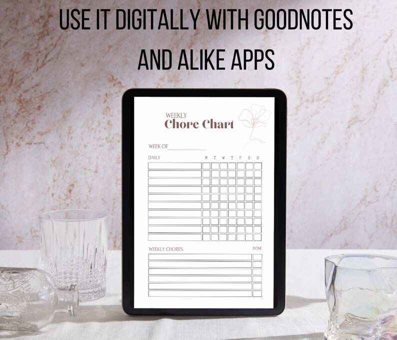 Chores Chart Printable, Weekly Chore Chart Adult, Household Chores ...