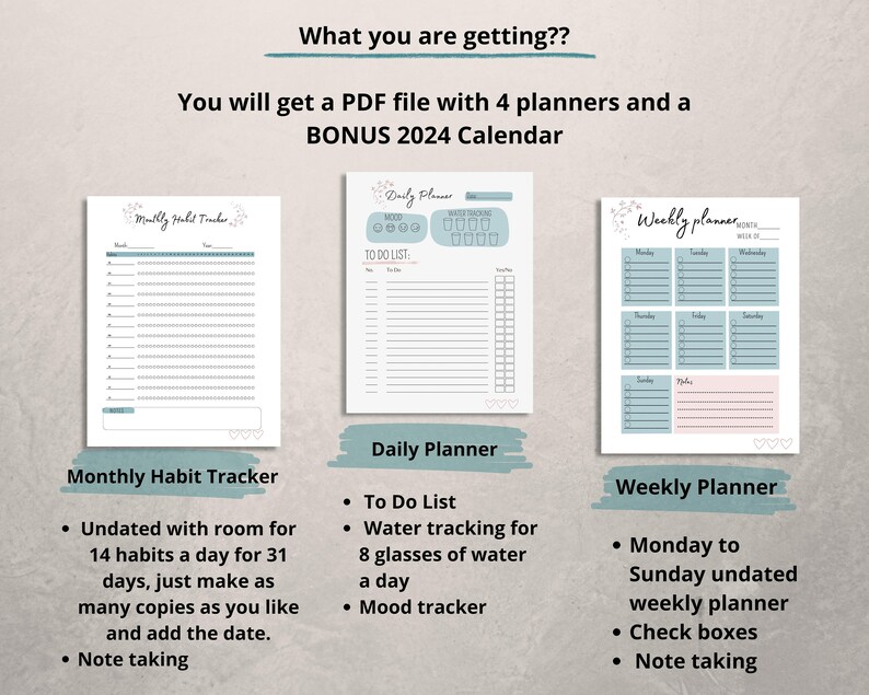 Monthly Habit Tracker Printable, Daily Planner, Weekly Planner, Monthly ...