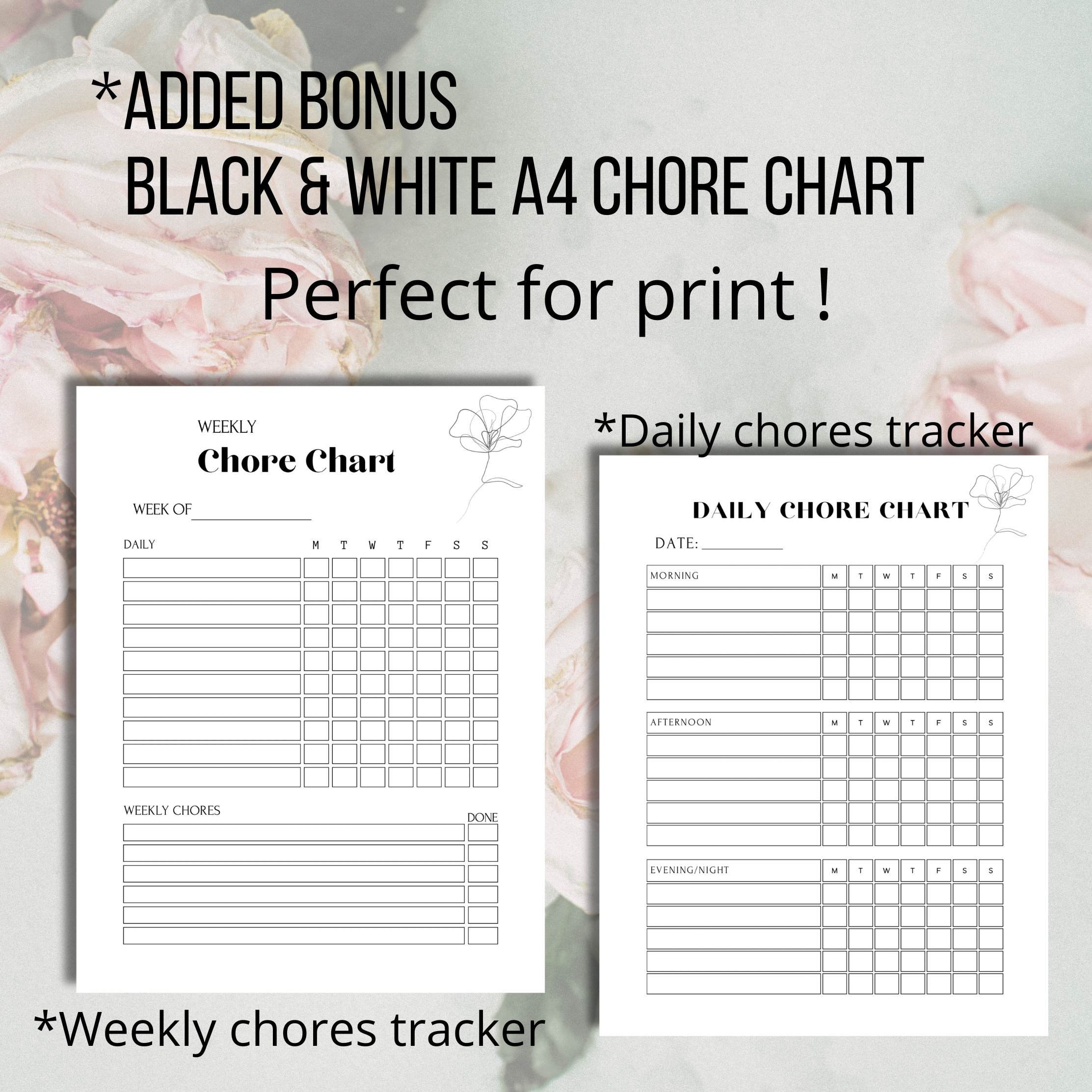 Chores Chart Printable, Weekly Chore Chart Adult, Household Chores ...