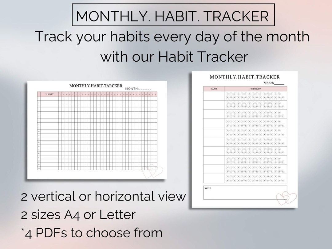 Habit Tracker Printable, Habit Tracker Monthly, iPad Tablet Habit ...