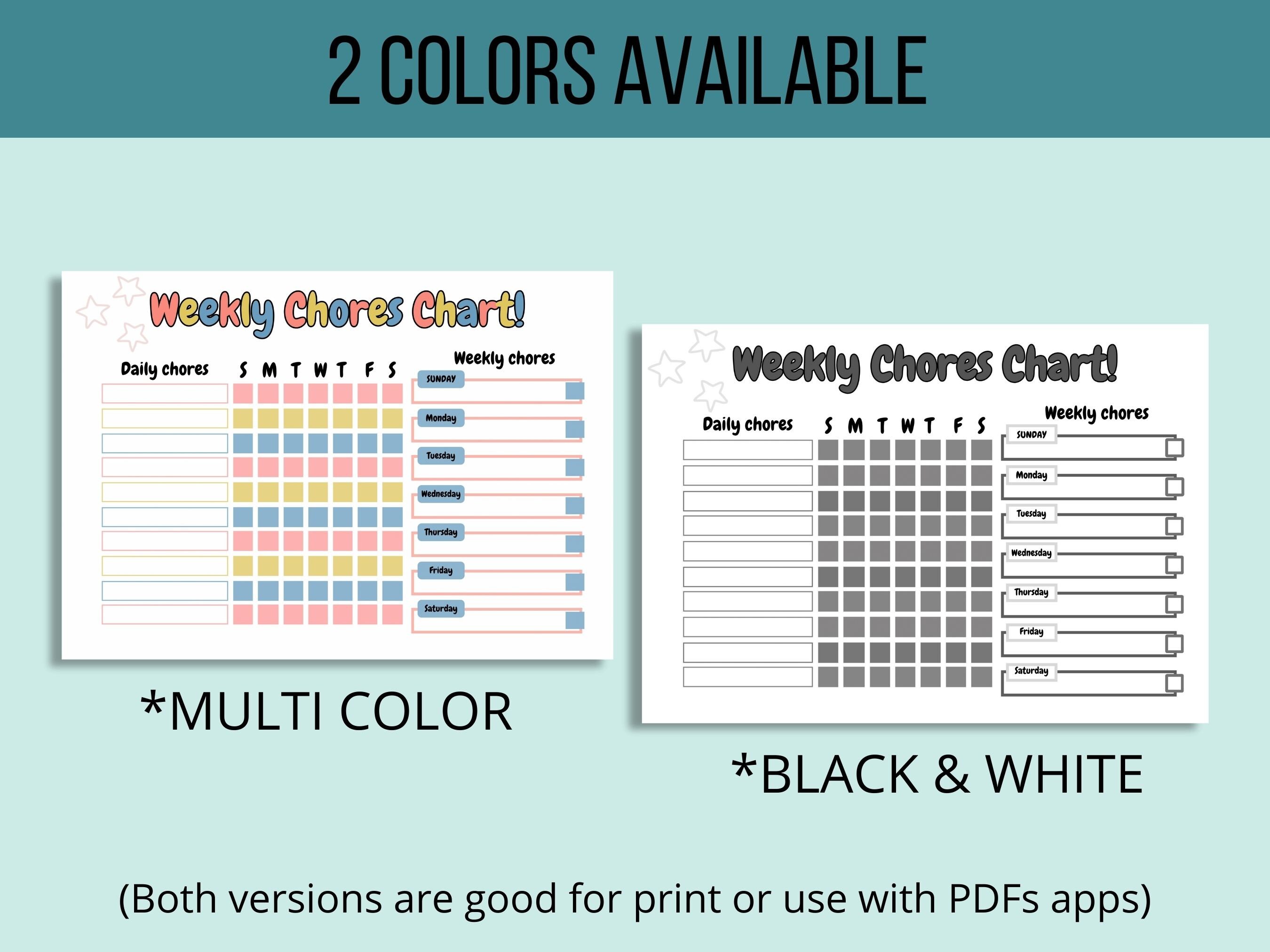 Chores Chart Kids Printable, Kids Chore Chart, Household Chores ...