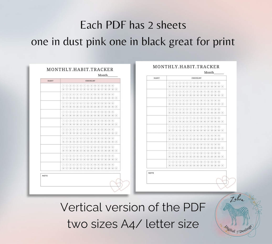 Habit Tracker Printable, Habit Tracker Monthly, iPad Tablet Habit ...