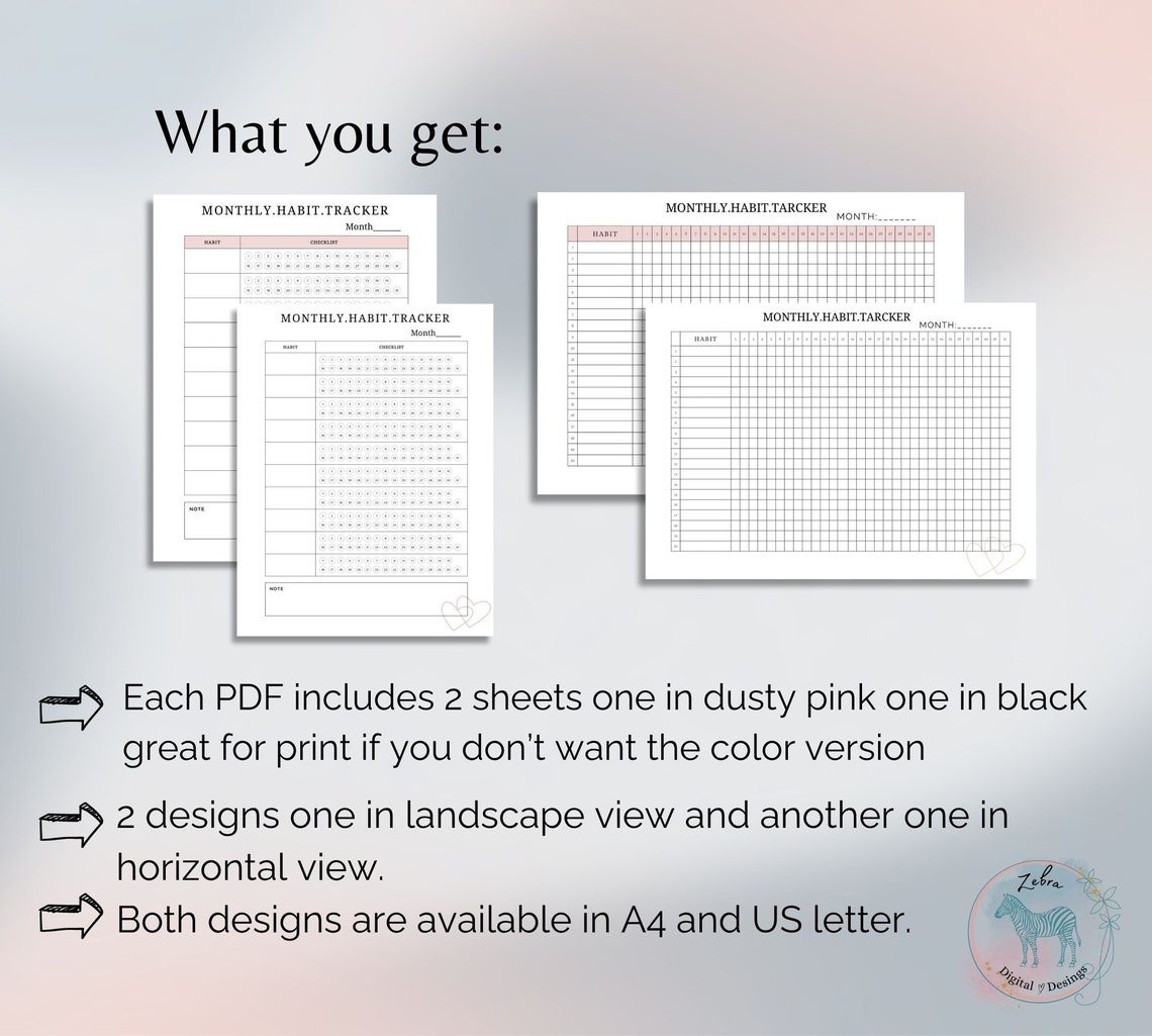 Habit Tracker Printable, Habit Tracker Monthly, iPad Tablet Habit ...