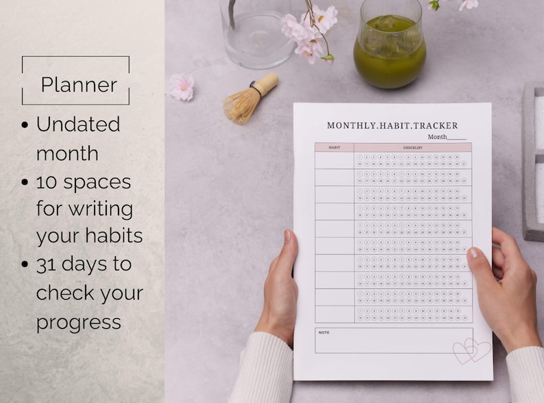 Habit Tracker Printable, Habit Tracker Monthly, iPad Tablet Habit Tracker Digital, Digital ...