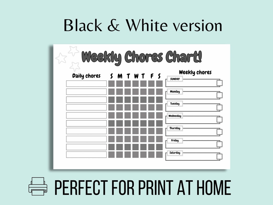 Chores Chart Kids Printable, Kids Chore Chart, Household Chores ...