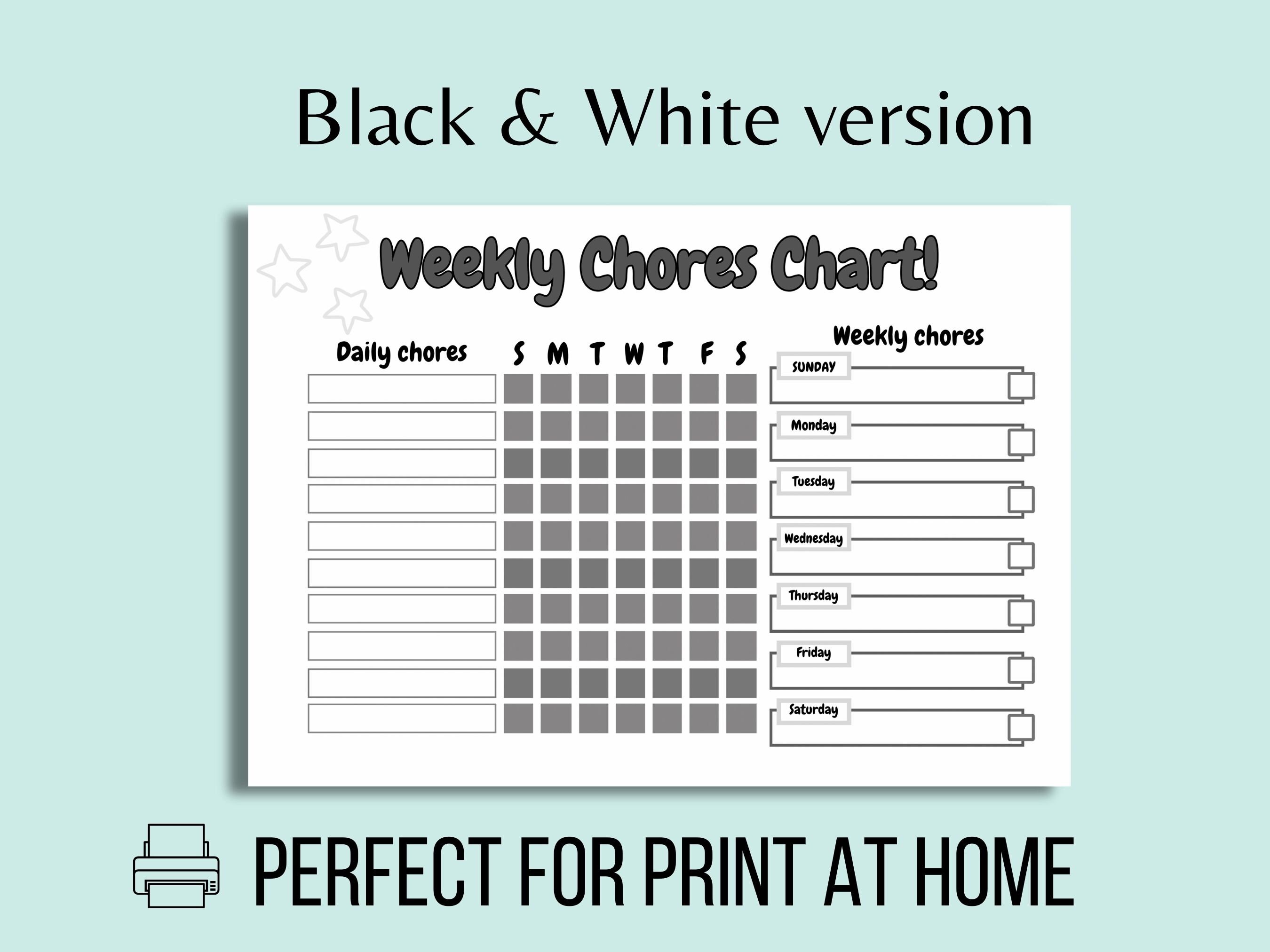 Chores Chart Kids Printable, Kids Chore Chart, Household Chores ...