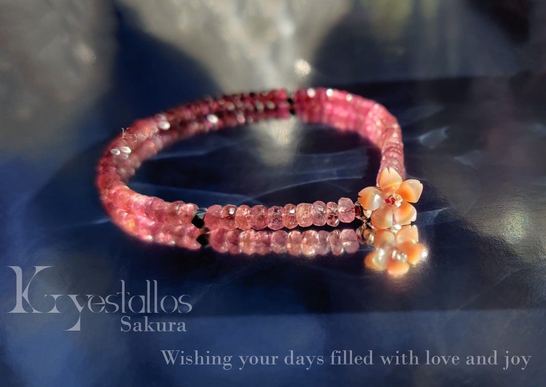 Tourmaline Bracelet Rubellite Tourmaline Bracelet Sakura Cherry Blossom ...