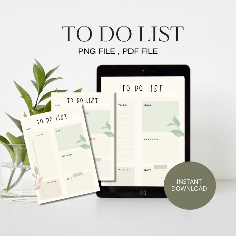 To Do List Daily Planner , Task List, Daily Checklist for Printing or ...