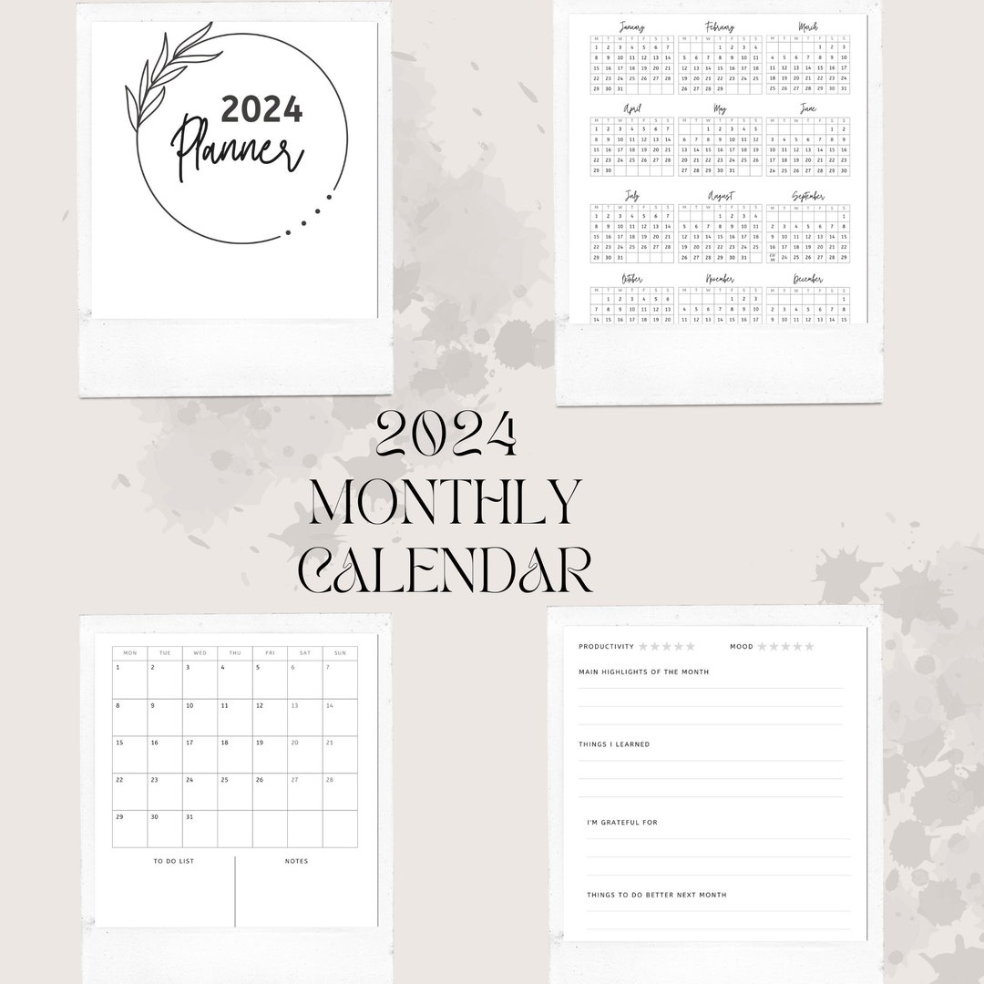 2024 Digital Monthly Calendar - Etsy