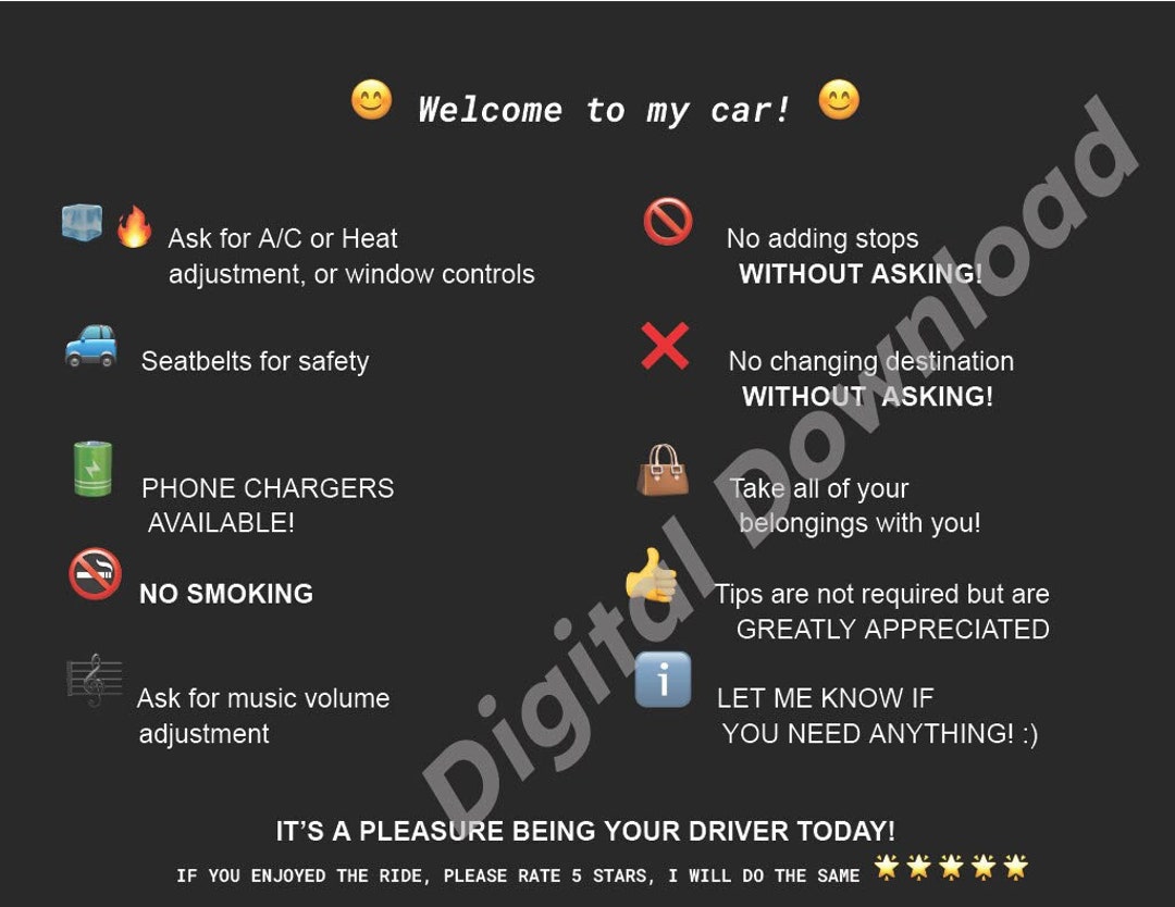 Uber Lyft Rideshare Sign Black + White Printable DOWNLOAD - Etsy