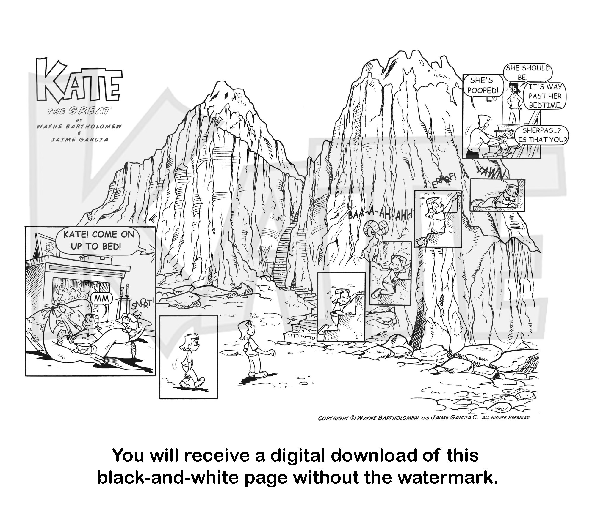 Kate the Great Coloring Page - "bedtime" - Etsy