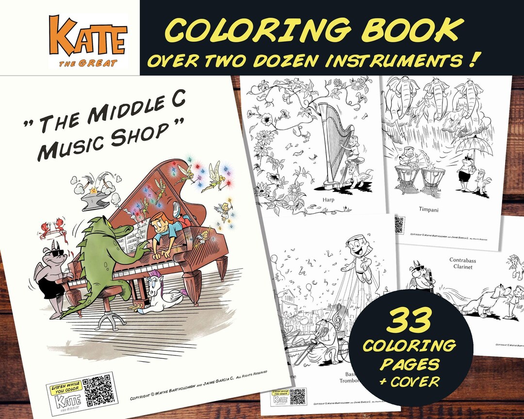 Cartoon Coloring Book, Listen to Music and Coloring, QR, Educational ...