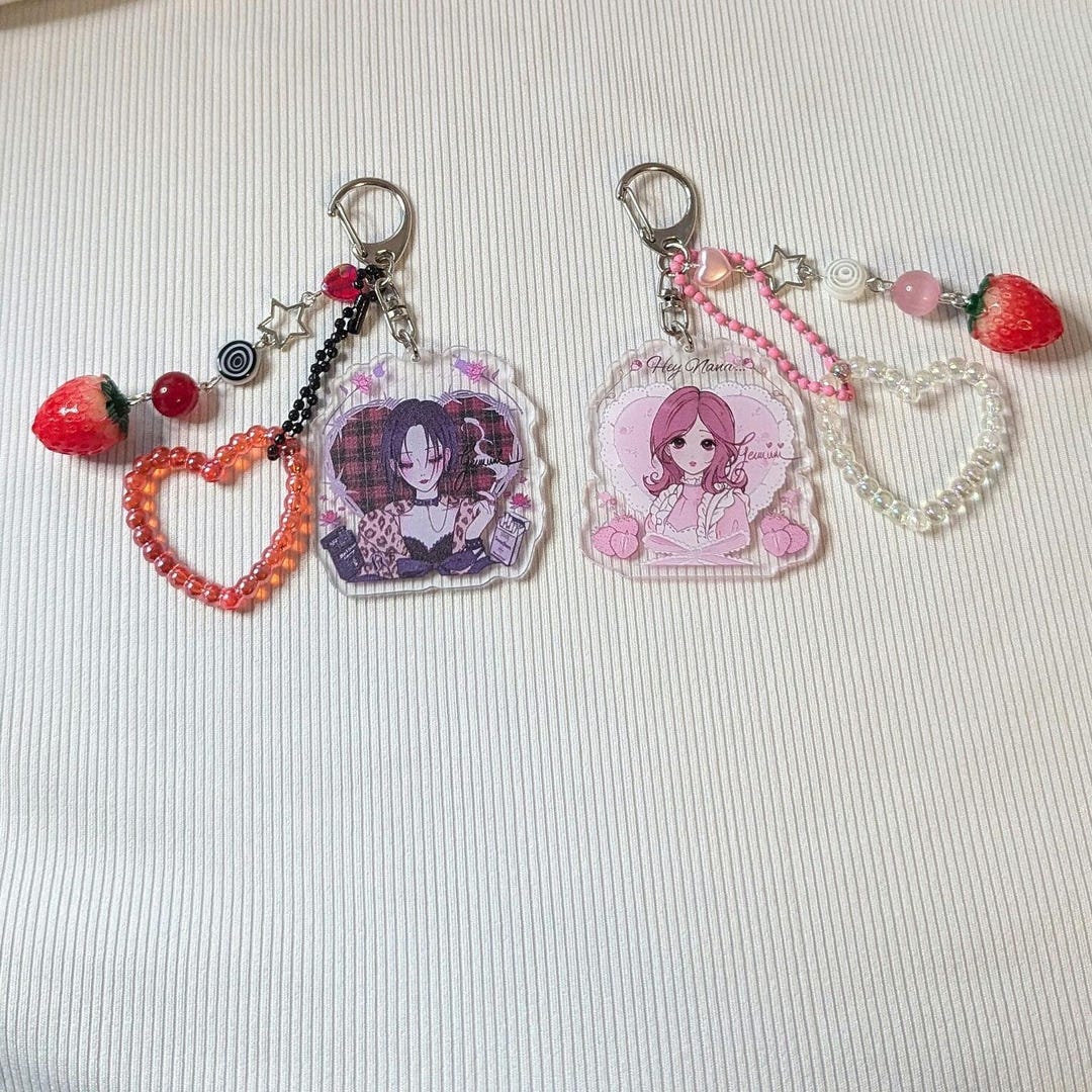 Nana and Hachi Acrylic Keychain / Beaded Jewelry / Cute Jewelry Charm ...