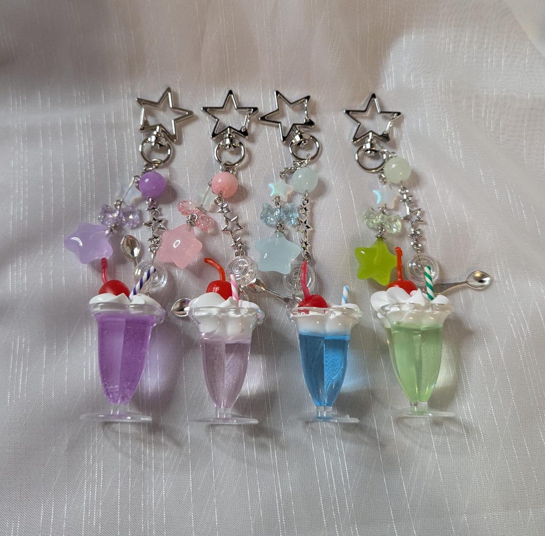 Sunday Ice Cream Soda Keychain / Cute Jewelry Charm Bead / Sunday ...