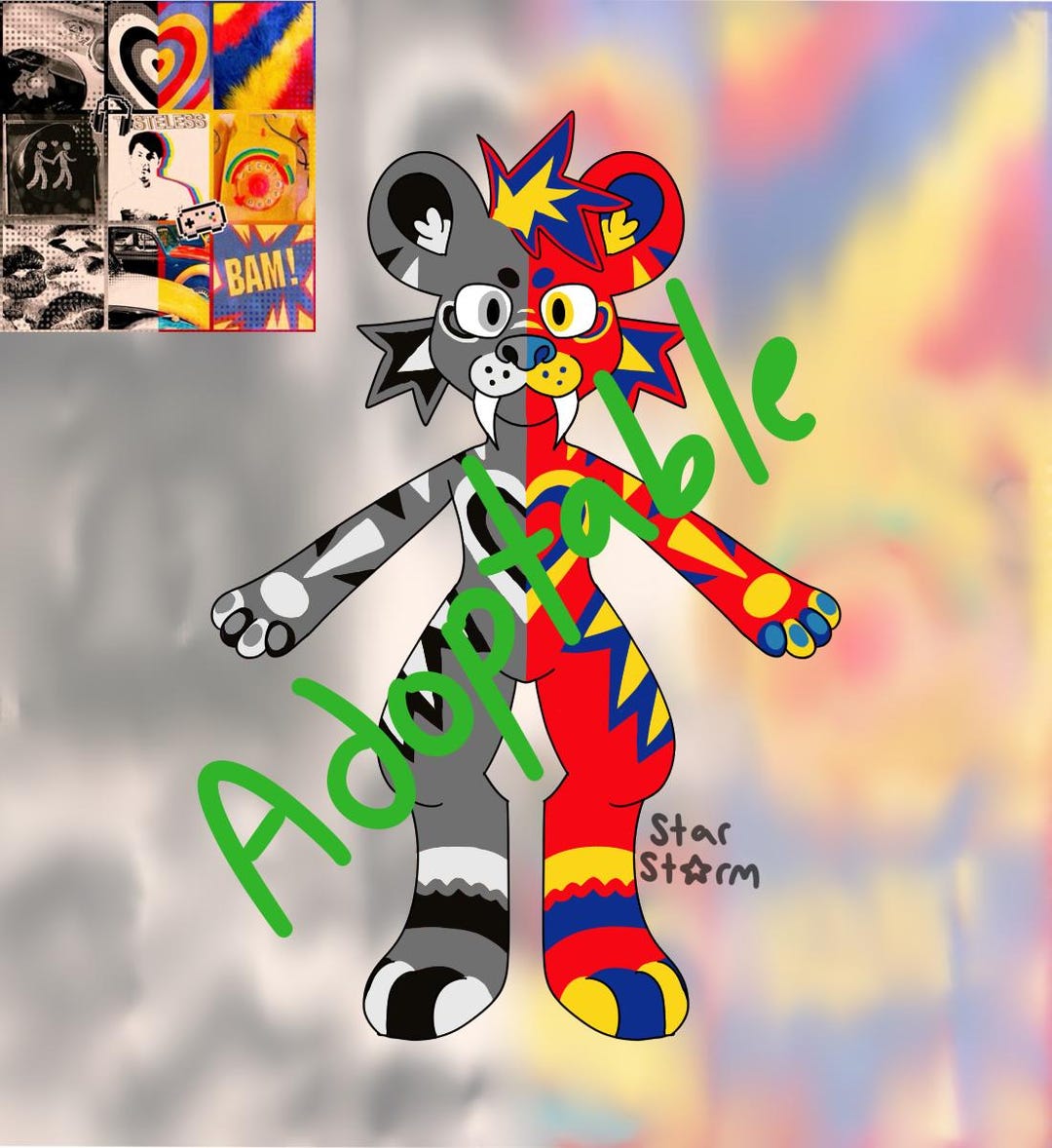 Split Clowncore Grunge Sabertooth Tiger Furry Fursona Adoptable ...