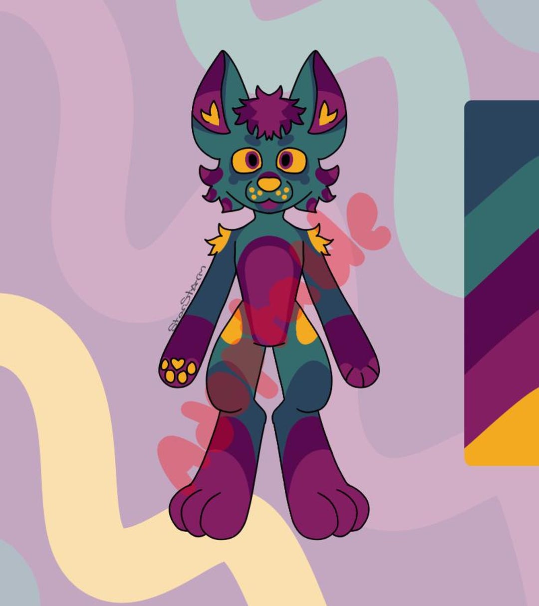 Purple, Blue, and Yellow Furry Fursona Adoptable Cute Vibrant Colorful ...