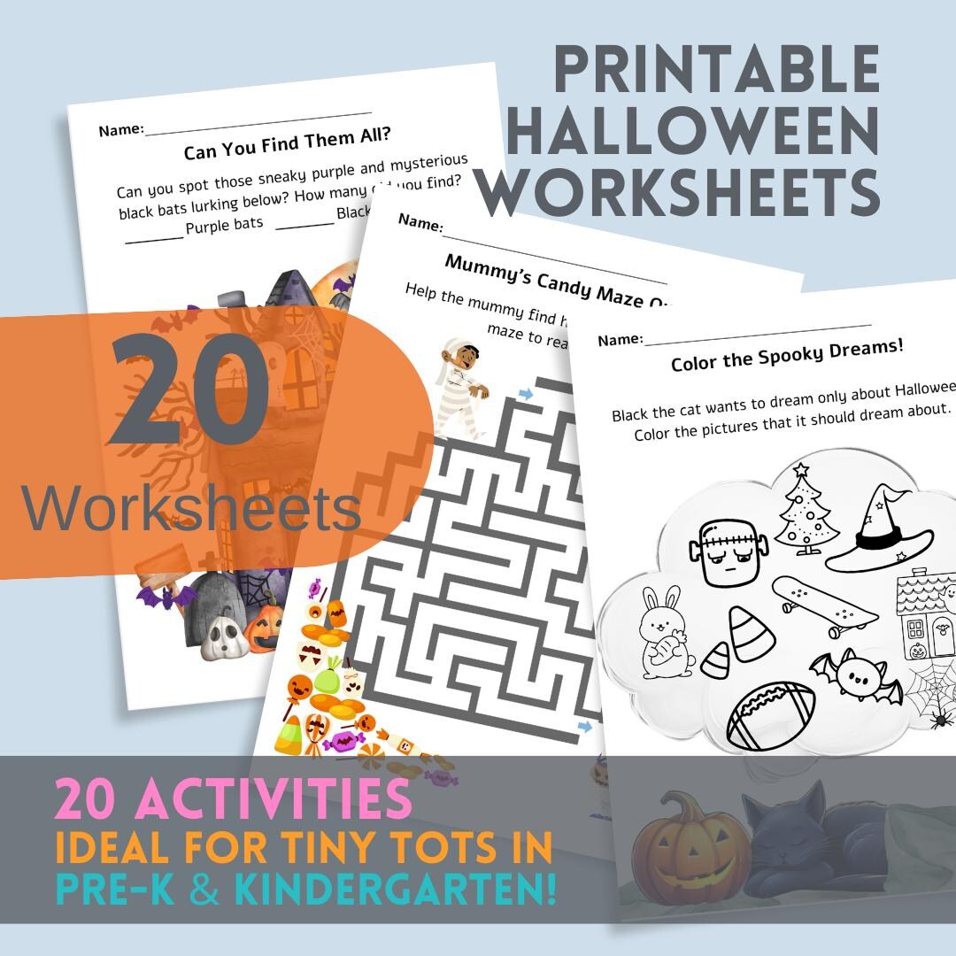 20 Halloween Printable Fun Pack: Spooky Worksheets, Learning Game ...