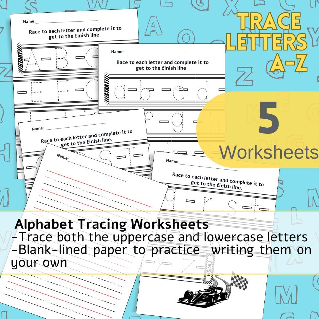 Alphabet Tracing Worksheet: Aa-zz, Preschool, Kindergarten Lined ...