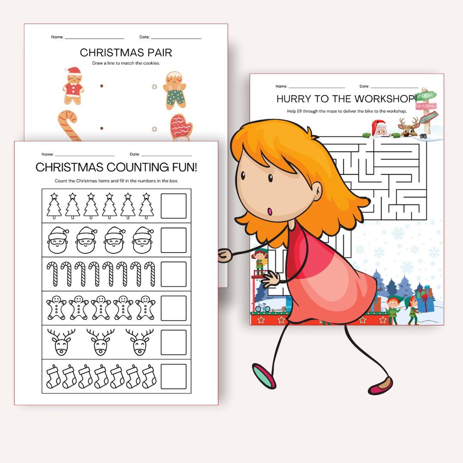 Christmas Activities: Printable Coloring Pages, Counting Games ...