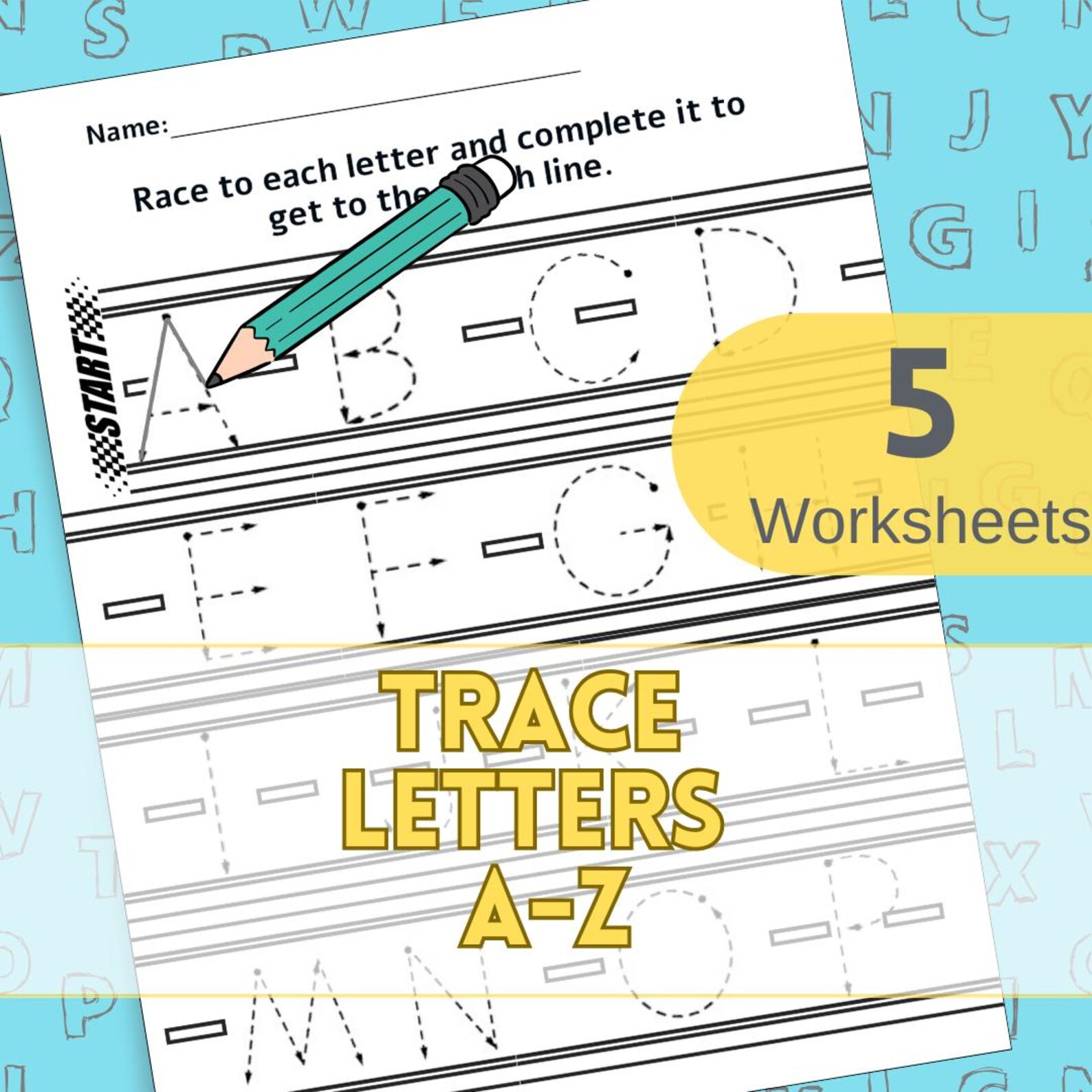 Alphabet Tracing Worksheet: Aa-zz, Preschool, Kindergarten Lined ...