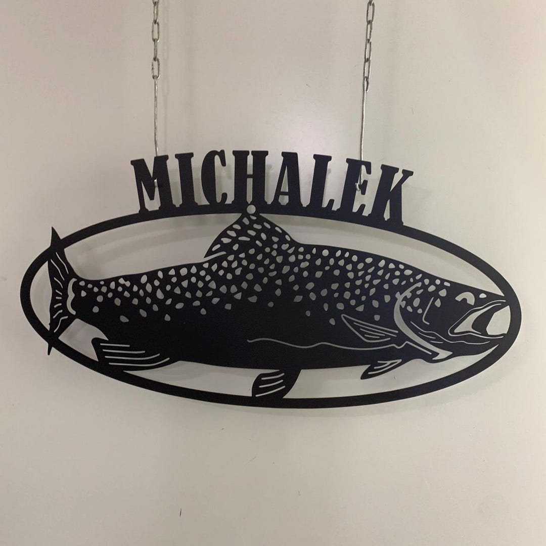 Custom Trout Fish Metal Wall Art, Personalized Trout Fish Metal Name ...