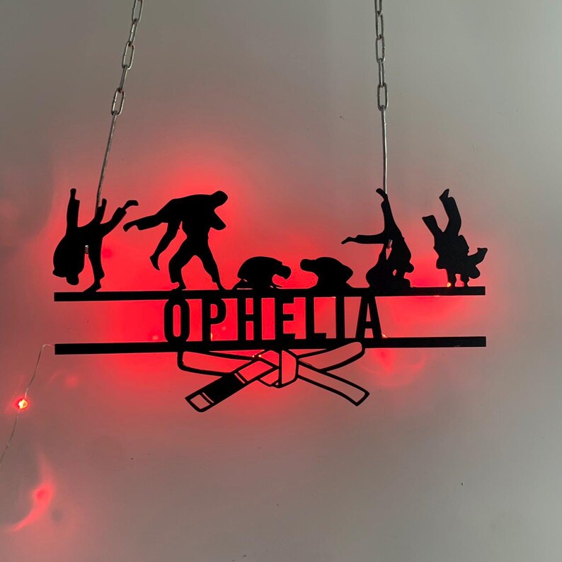 Personalized Brazilian Jiu Jitsu Metal Wall Art LED Light, Custom ...