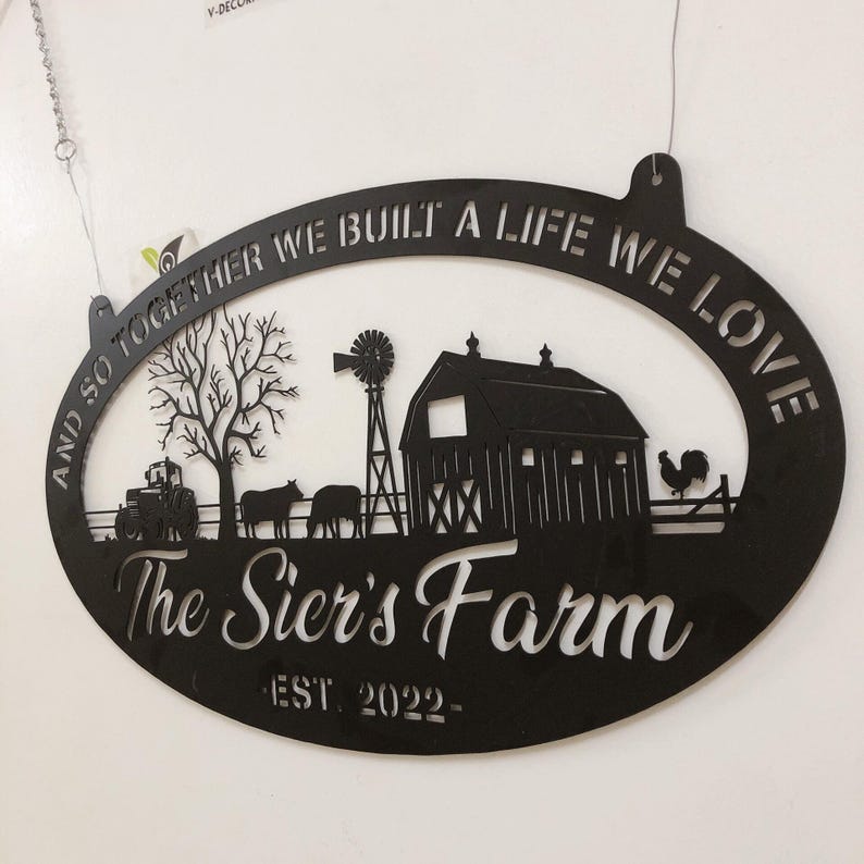 Custom Metal Farm Sign, Tractor Cow Barn Sign, Metal Ranch Sign ...