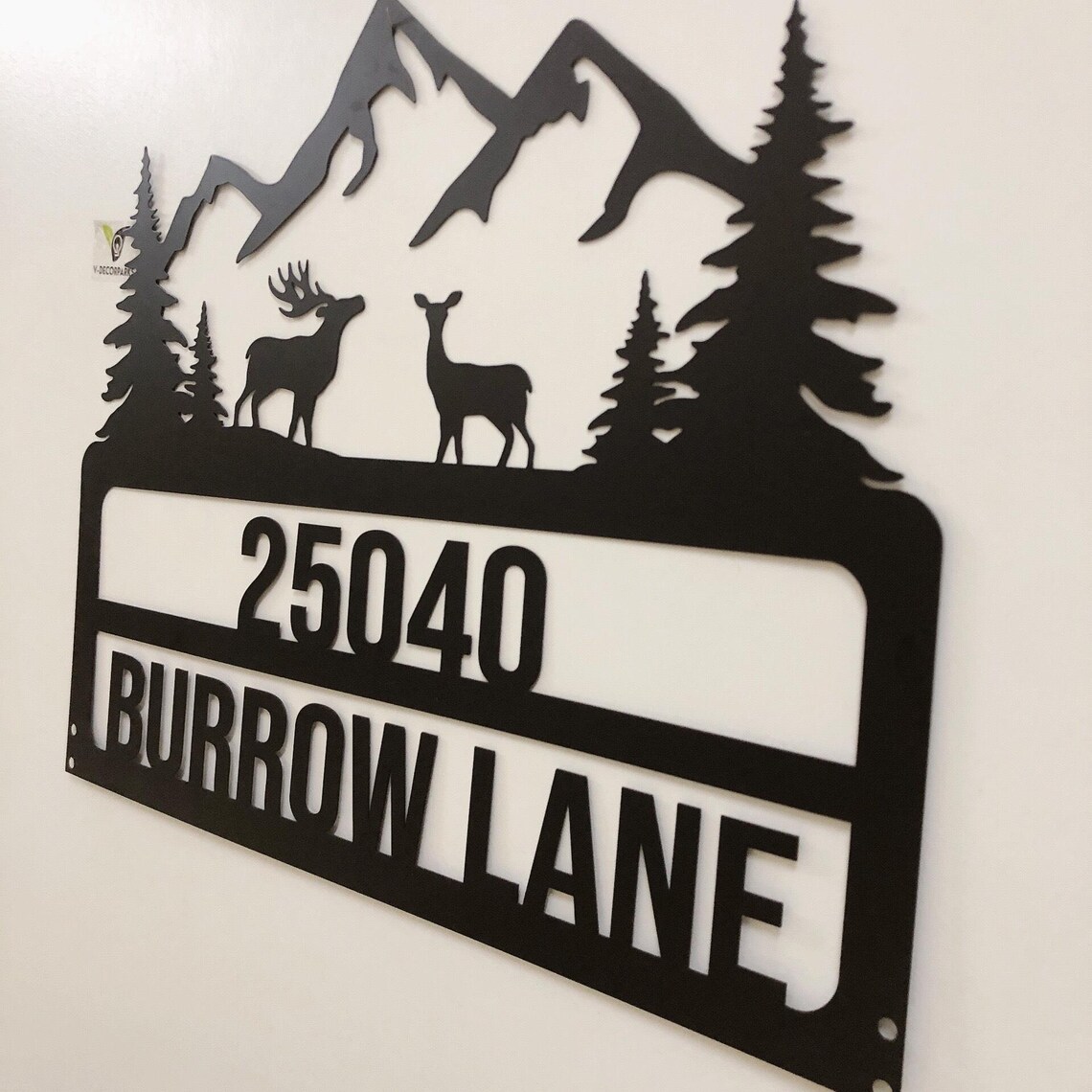 Personalized Deer Mountain Address Sign, Metal House Numbers Sign, Deer ...