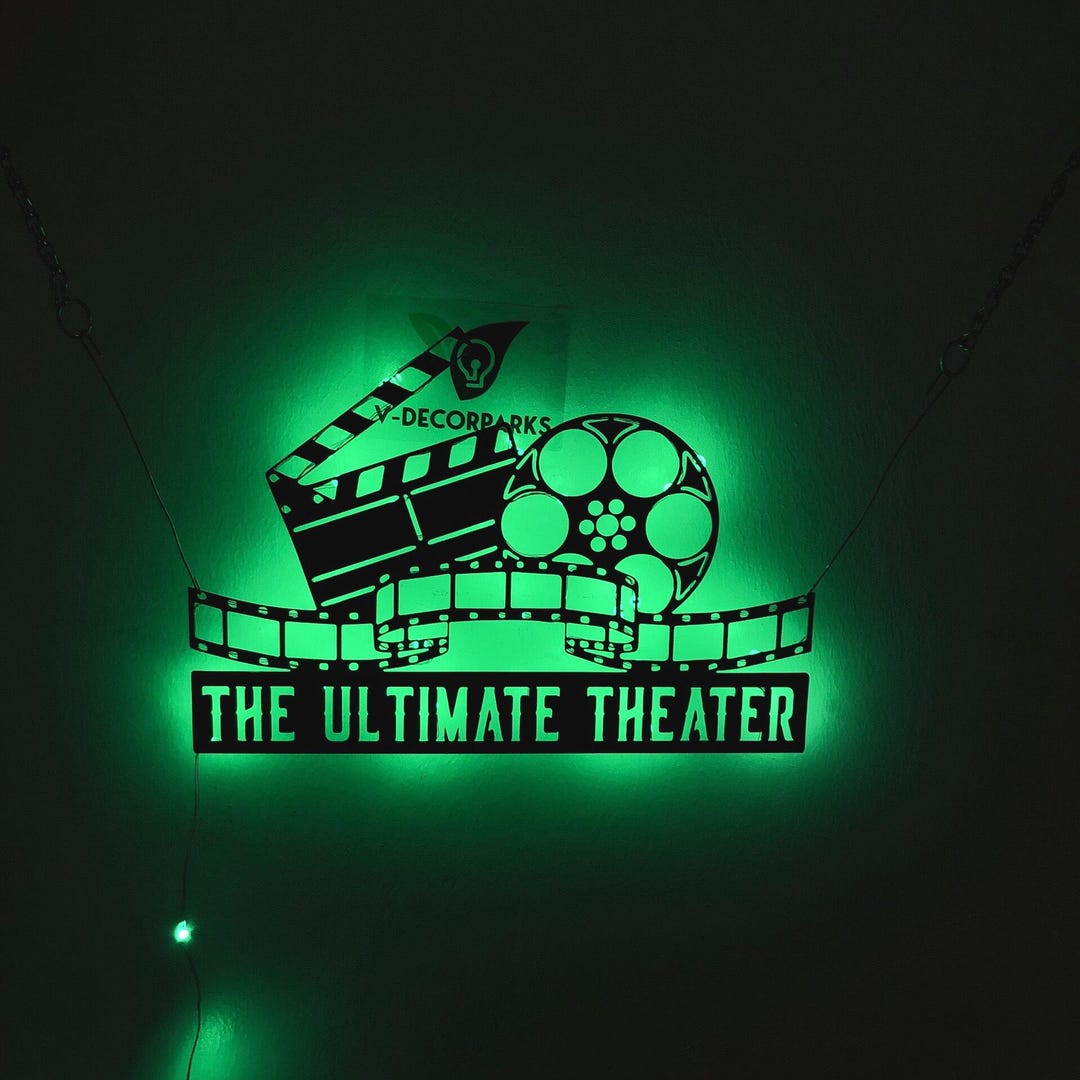 Custom Cinema Metal Sign With LED Lights,theatre Metal Sign Cutout ...
