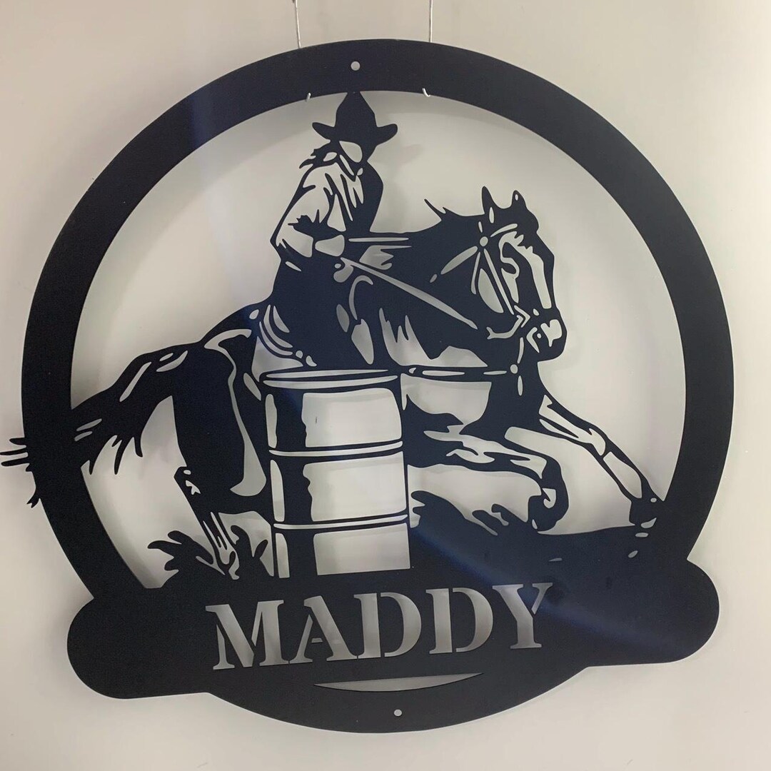 Personalized Barrel Racing Metal Wall Art, Custom Barrel Racing ...