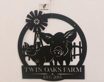 Personalized Pig Monogram Metal Pig Farm Sign - Etsy