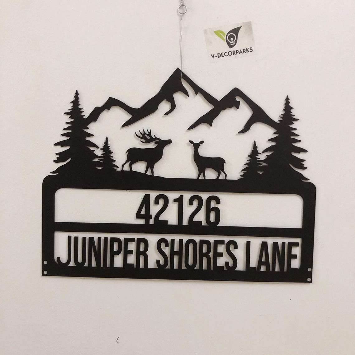 Personalized Deer Mountain Address Sign, Metal House Numbers Sign, Deer ...