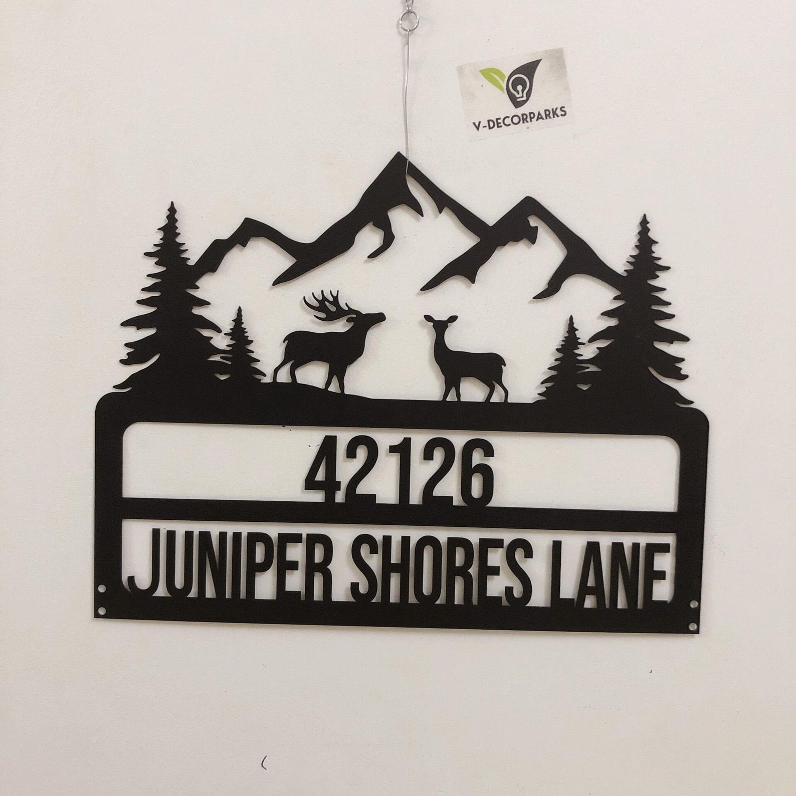 Personalized Deer Mountain Address Sign, Metal House Numbers Sign, Deer ...
