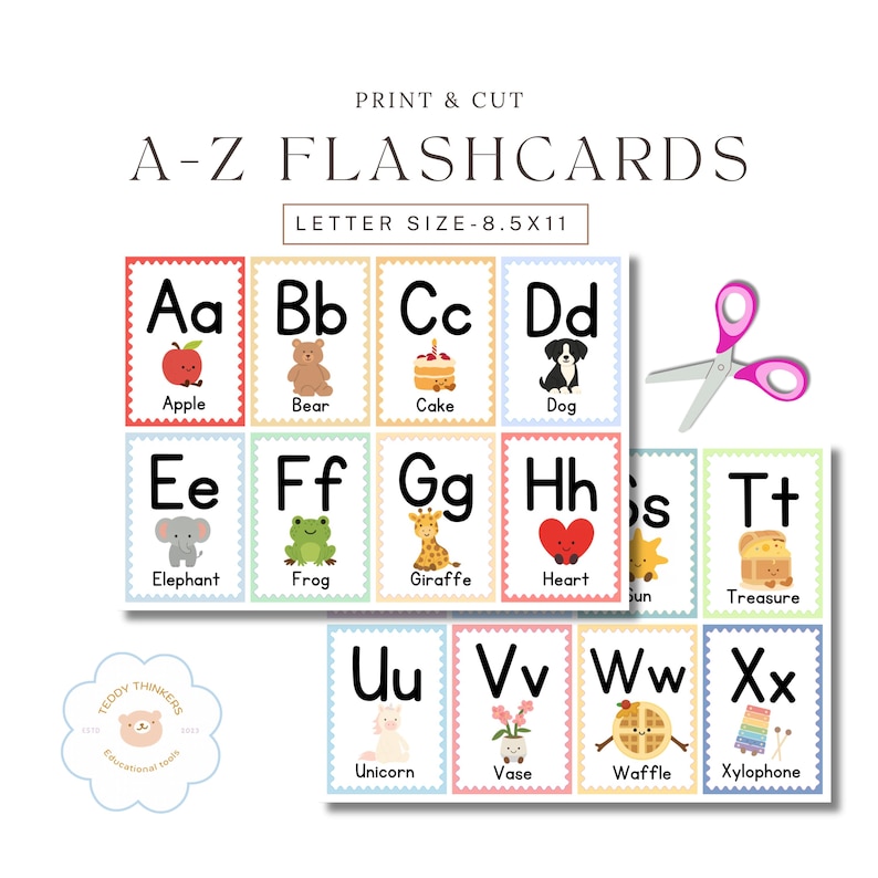 Printable Alphabet Flashcards A–Z | Educational Kids Learning Cards ...