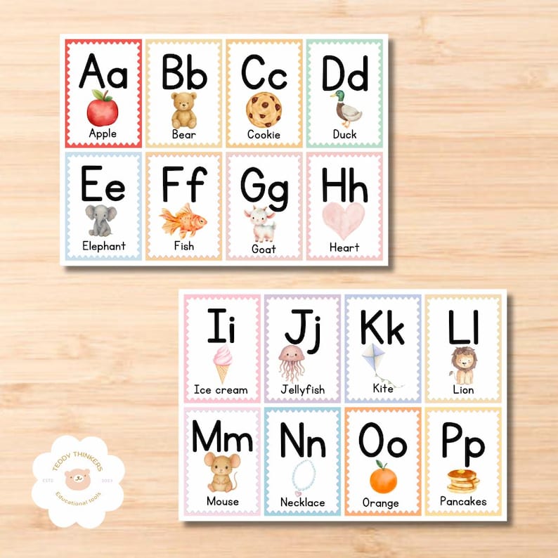 A–Z Printable Flashcards | Watercolor Alphabet Cards for Kids - Etsy