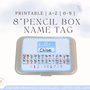 Printable Pencil Box Name Tag | Watercolor Alphabet and Numbers for ...
