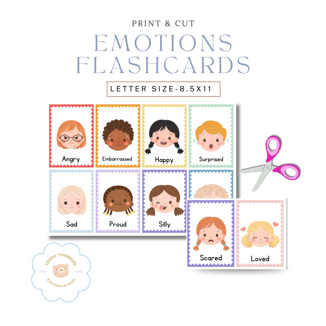 Printable Emotions Flashcards for Kids | SEL Learning Tool (digital ...