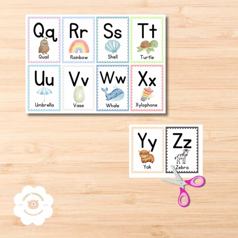 A–Z Printable Flashcards | Watercolor Alphabet Cards for Kids - Etsy
