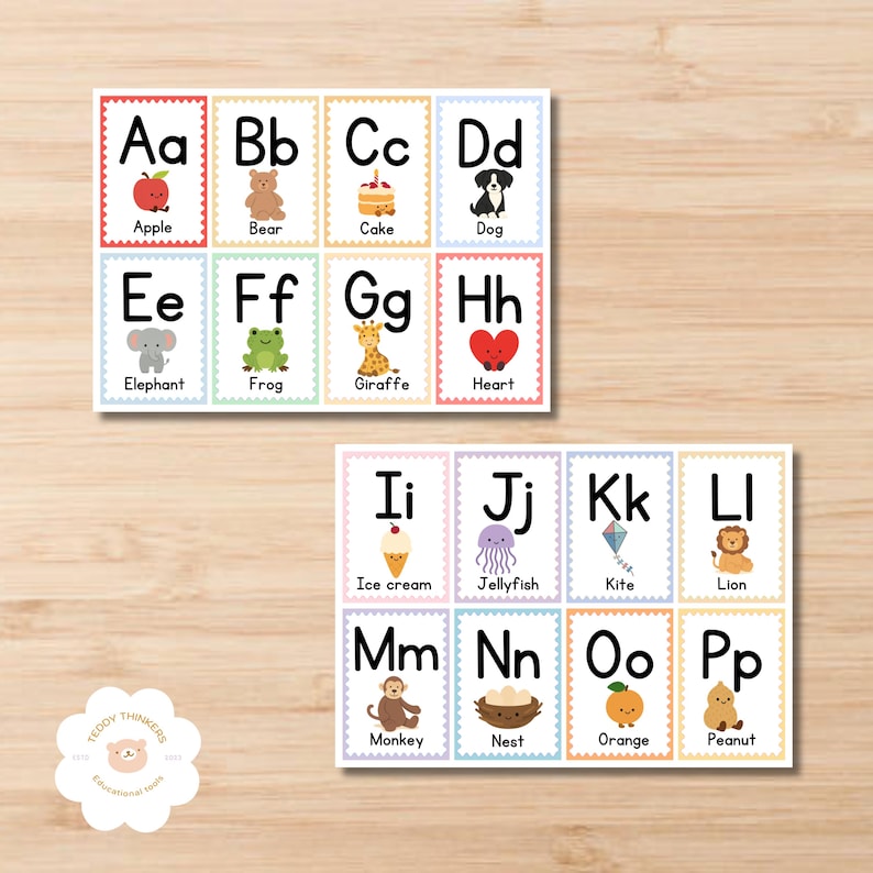 Printable Alphabet Flashcards A–Z | Educational Kids Learning Cards ...
