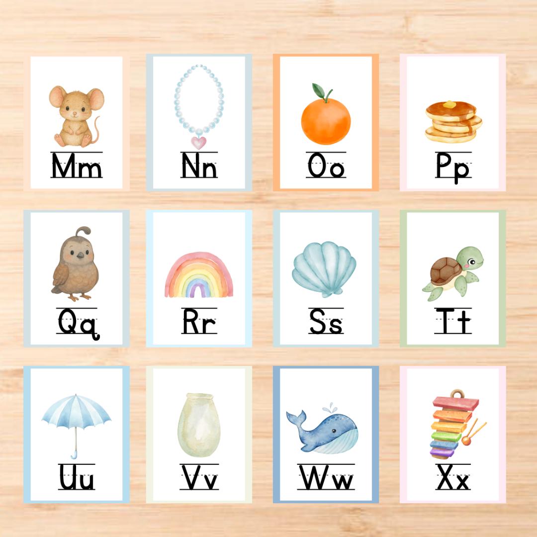 Watercolor A-Z Alphabet Poster Cards – Printable ABC Posters for ...