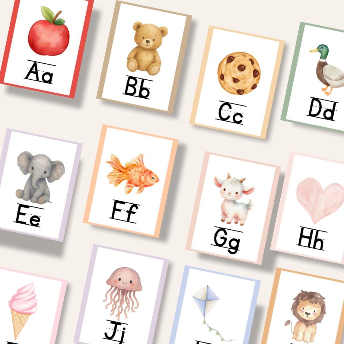 Watercolor A-Z Alphabet Poster Cards – Printable ABC Posters for ...