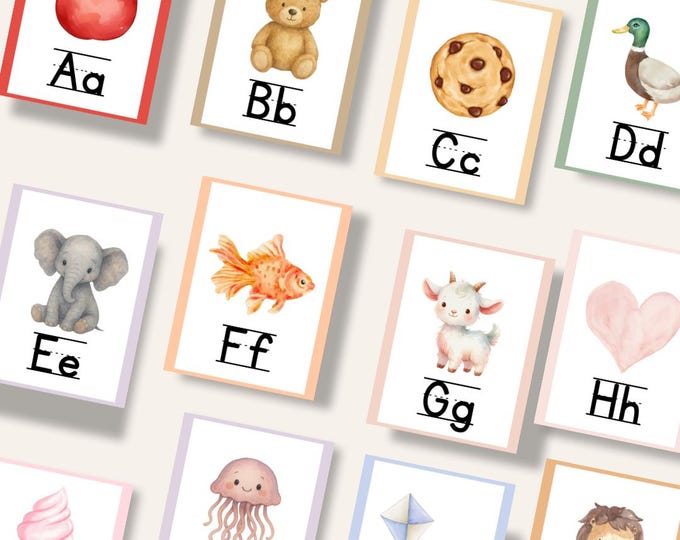 Watercolor A-Z Alphabet Poster Cards – Printable ABC Posters for ...