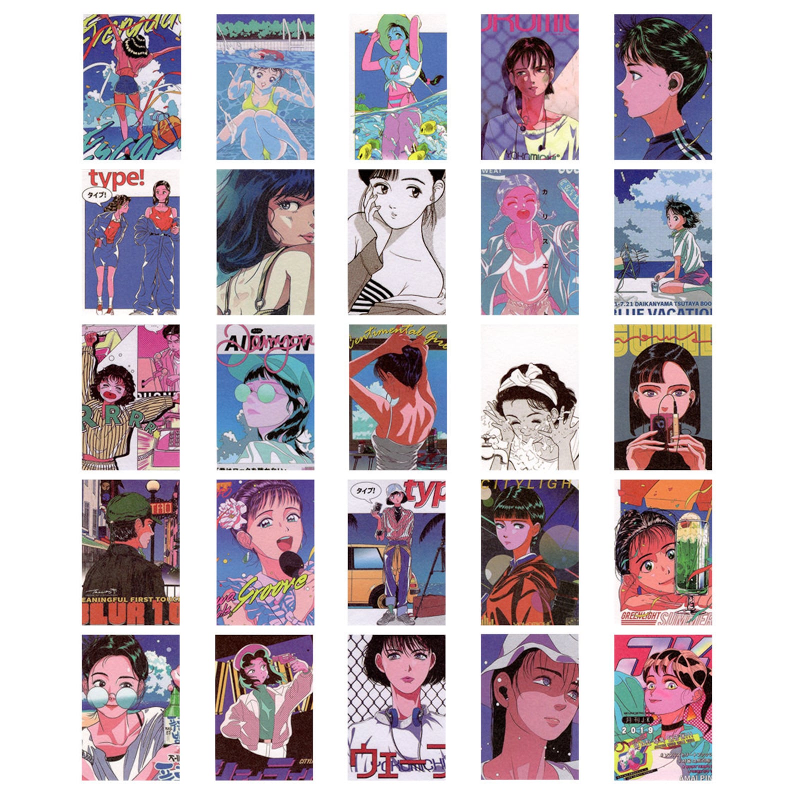 Japanese Retro City Pop Washi Stickers 50 Pack Scrapbooking Stickers ...