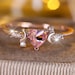 Rose Gold Pink Crystal Heart Ring: Moon Accent Bridal Jewelry - Etsy
