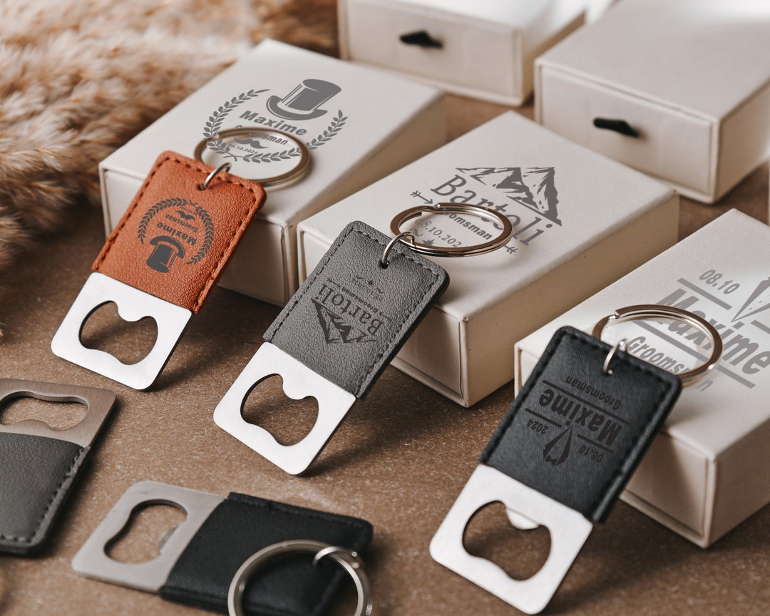 Custom Leather Keychain Bottle Opener, Leather Keychain With Engraved ...