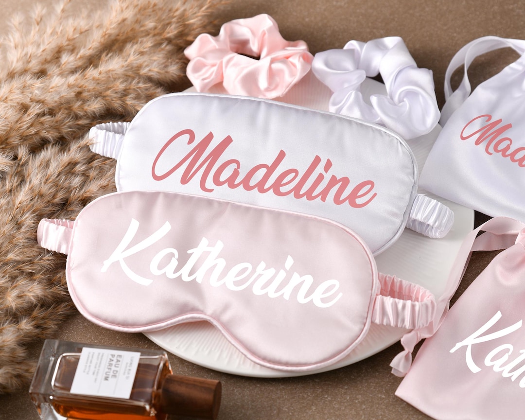 3 Pcs Personalised Satin Eye Mask Set, Bridal Party Sleep Mask ...